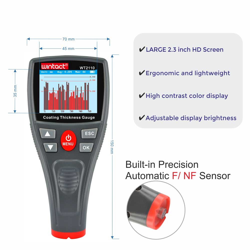 خرید ضخامت سنج وینتکت مدل WT2110 (قیمت ضخامت سنج Wintact)